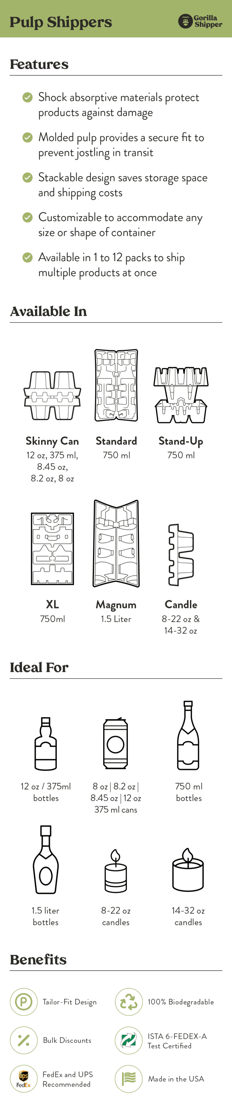 Pulp Wine Shippers | Bottle & Jar Packaging | Bulk Deals